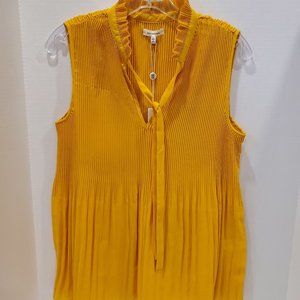 Max Studio | Tops | Max Studio Mustard Yellow Gold Pleated Sleeveless ...